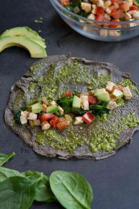 Buckwheat Avocado Crepes with Chicken & Spinach - Brunch or Dinner