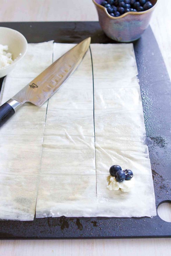 4-Ingredient Blueberry Goat Cheese Phyllo Turnovers - Healthy Dessert