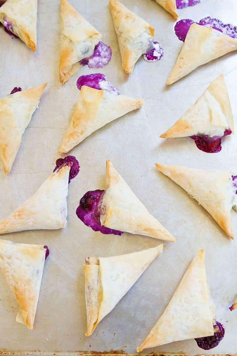 4-Ingredient Blueberry Goat Cheese Phyllo Turnovers - Healthy Dessert