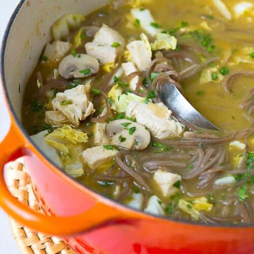 Turkey Soup Recipe with Soba Noodles - Cookin Canuck