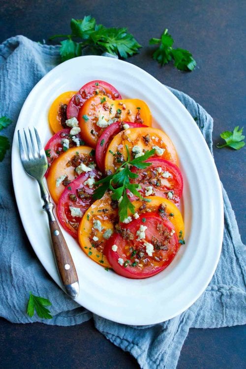 Heirloom Tomato Salad with Blue Cheese - Cookin Canuck