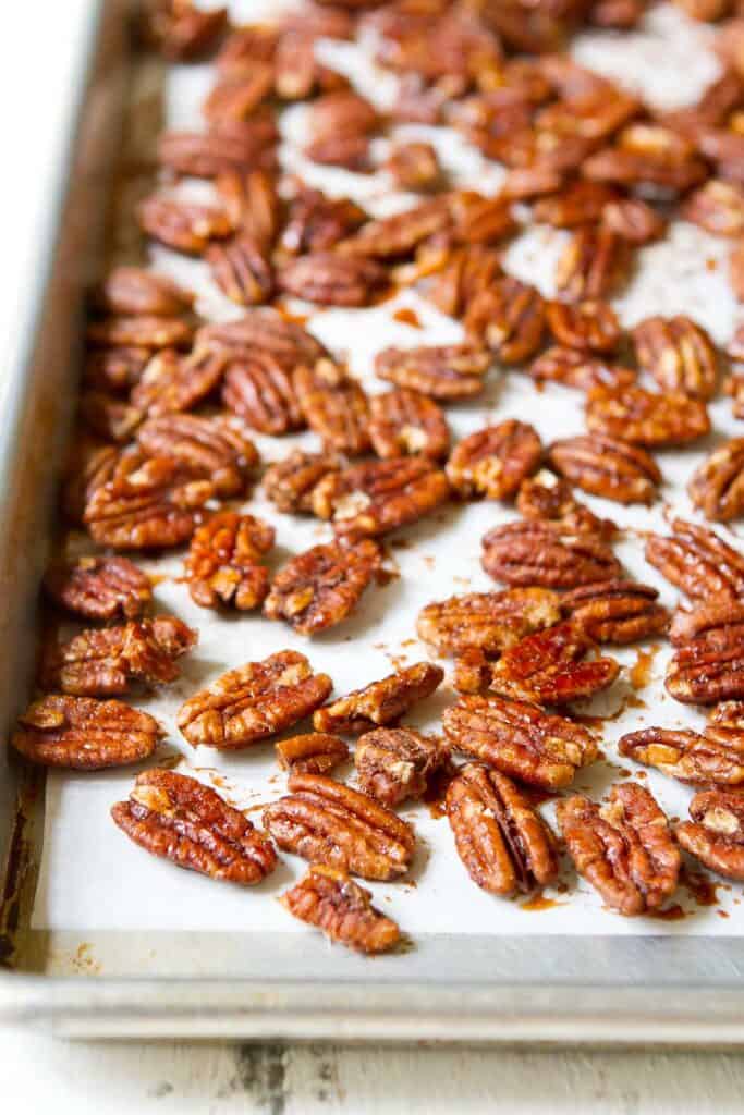 Maple Pecans Recipe - Cookin Canuck - Easy glazed nuts