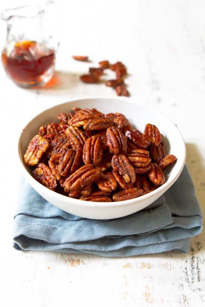 Maple Pecans Recipe - Cookin Canuck - Easy glazed nuts