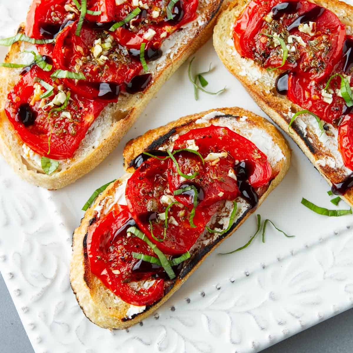 Roasted Tomato Toast with Goat Cheese - Cookin Canuck